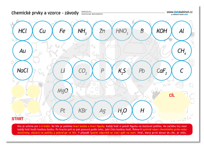 Chemické prvky a vzorce - závody | datakabinet.cz