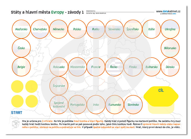 Státy a hlavní města Evropy - závody | datakabinet.cz