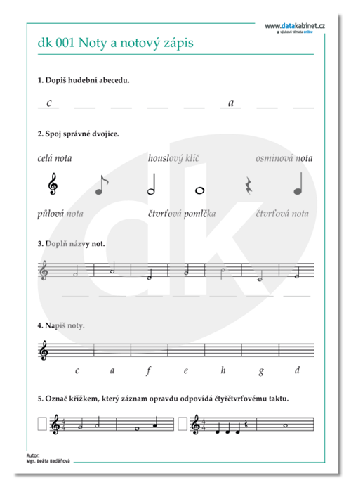 Noty a notový zápis | datakabinet.cz