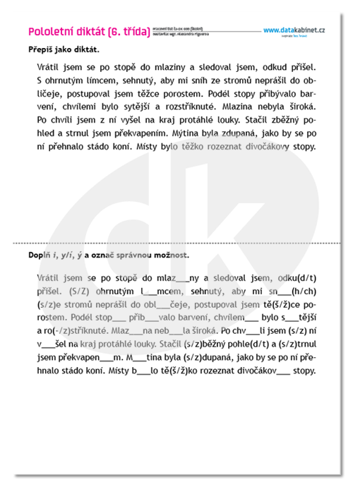 Pololetní diktát (6. třída) | datakabinet.cz