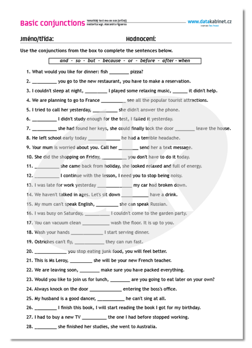 Basic Conjunctions | datakabinet.cz
