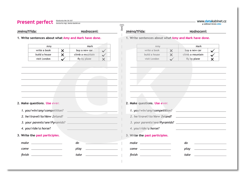 Present Perfect - test | datakabinet.cz