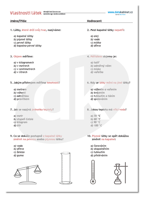 Vlastnosti látek | datakabinet.cz